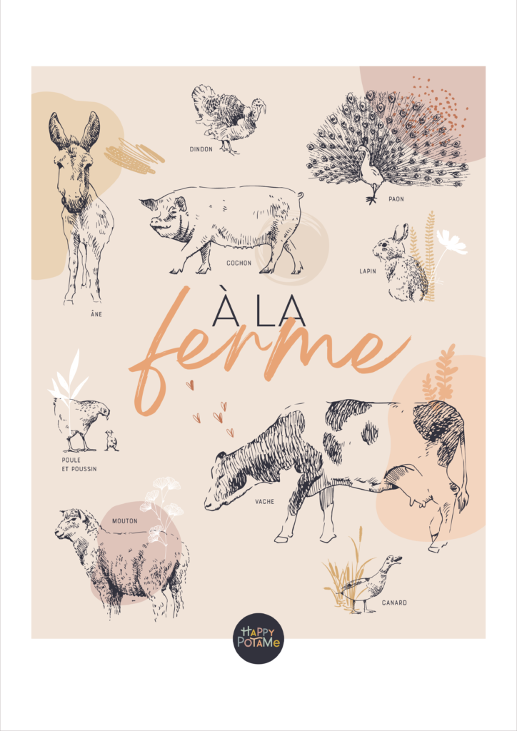 Affiche Animaux De La Ferme - Happypotame
